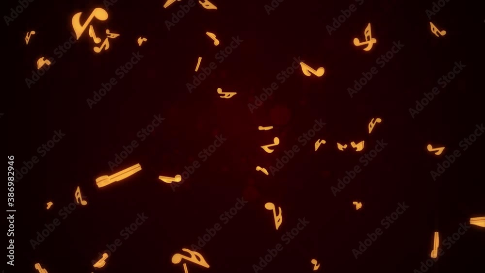 Golden Musical Notes Falling notes on a black music background Loop 3D ...