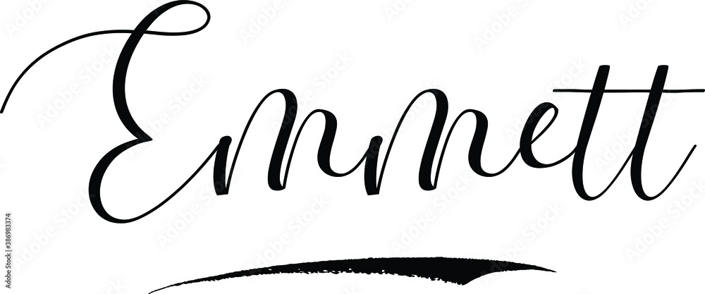 Vetor de Emmett -Male Name Cursive Calligraphy on White Background do ...