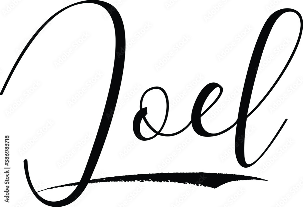 Joel -Male Name Cursive Calligraphy on White Background Stock Vector ...