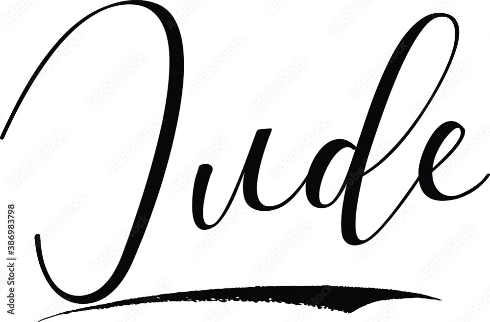 Jude -Male Name Cursive Calligraphy on White Background Stock Vector ...
