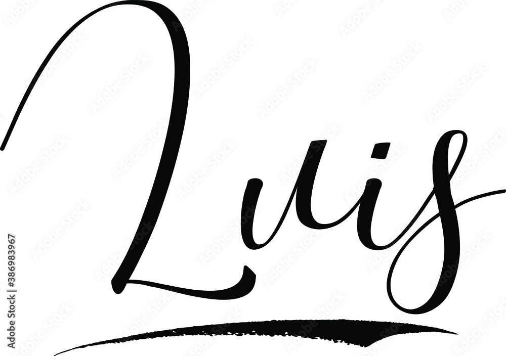 Luis -Male Name Cursive Calligraphy on White Background Stock Vector ...
