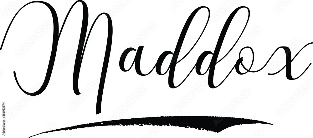 Maddox -Male Name Cursive Calligraphy on White Background Stock Vector ...