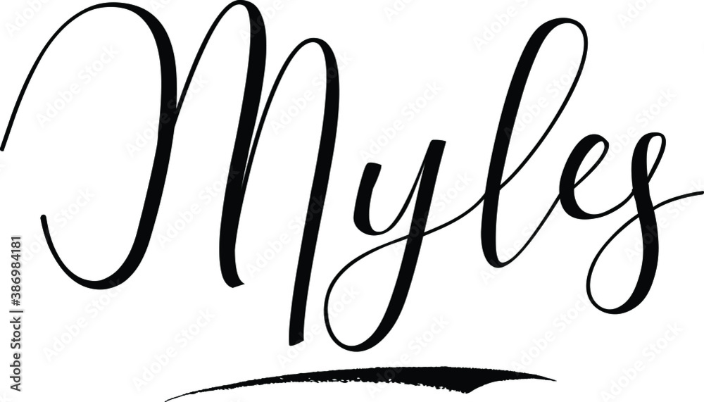 Myles -Male Name Cursive Calligraphy on White Background Stock Vector ...