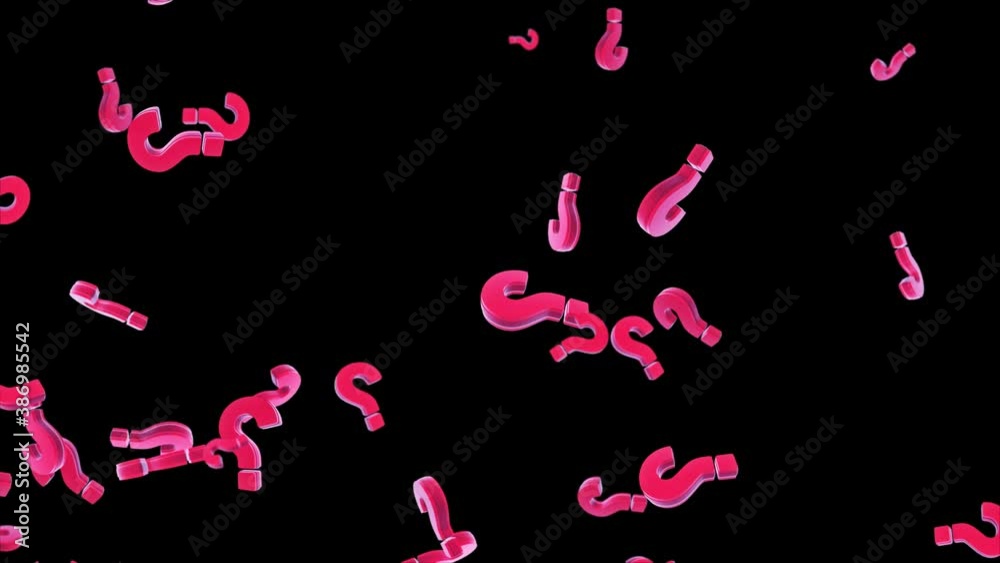 3D 4K Question Marks Falling in Slow Motion Red Colors on Black ...