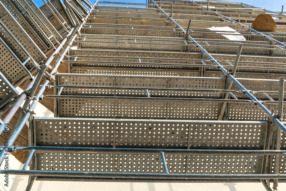 Modern steel scaffolding. Scaffold. Construction Scaffoldings ...