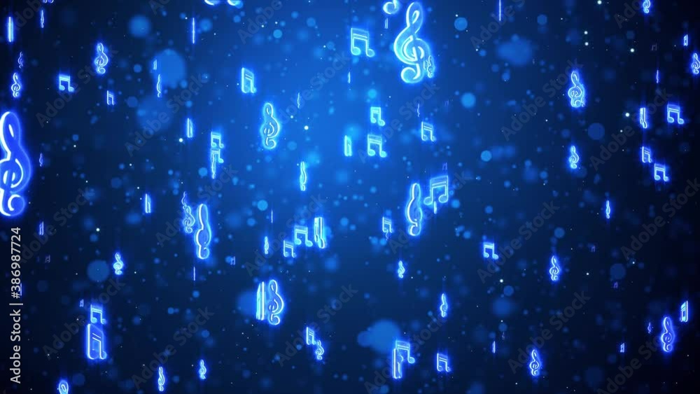 Abstract Music note symbol particle Loop animation. Musical notes float ...