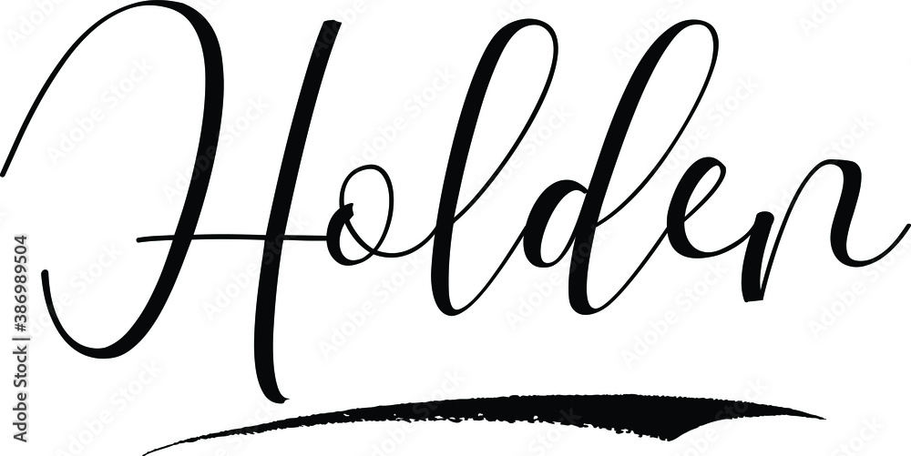Holden -Male Name Cursive Calligraphy on White Background เวกเตอร์สต็อก ...
