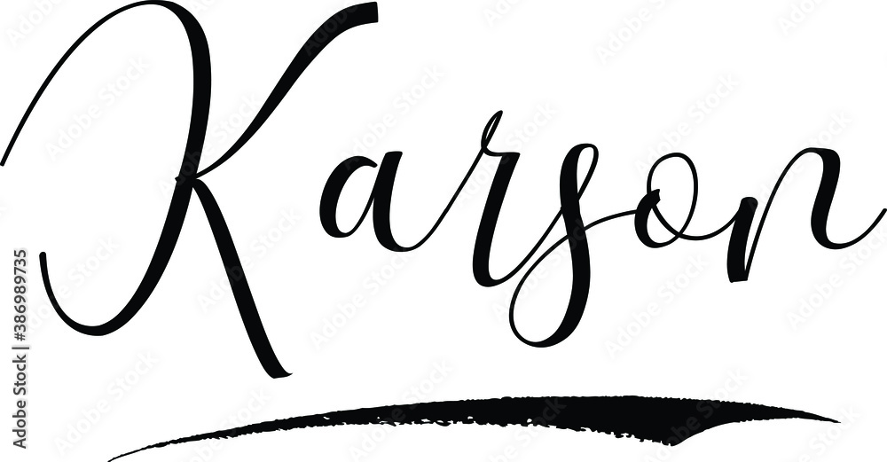 Karson -Male Name Cursive Calligraphy on White Background Stock Vector ...