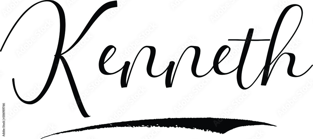 Kenneth -Male Name Cursive Calligraphy on White Background Stock Vector ...