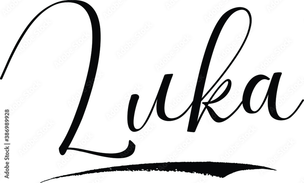 Luka -Male Name Cursive Calligraphy on White Background Stock Vector ...