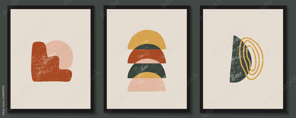 Abstract contemporary aesthetic posters with geometric shapes ans ...