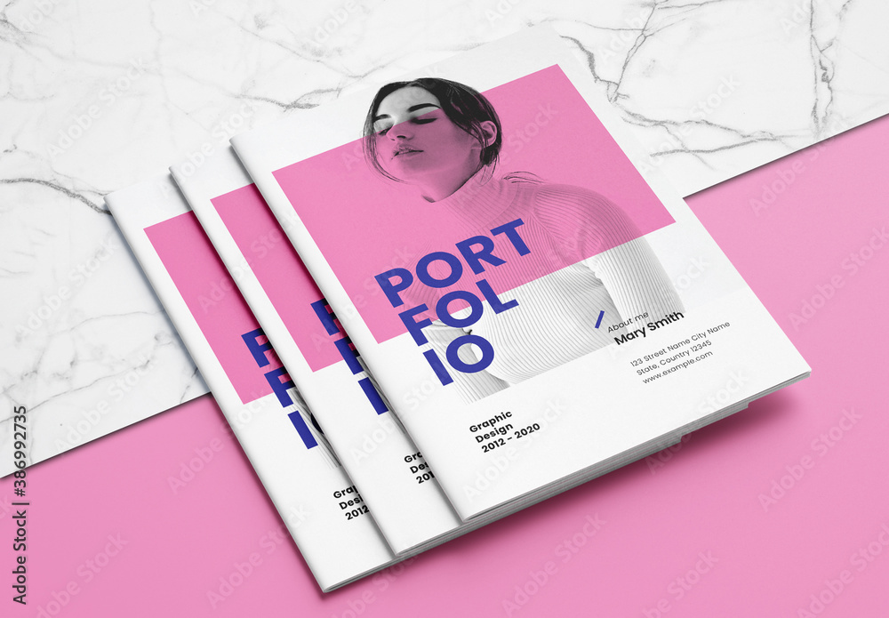 Modern Project Portfolio Layout with Pink Accents Stock Template ...