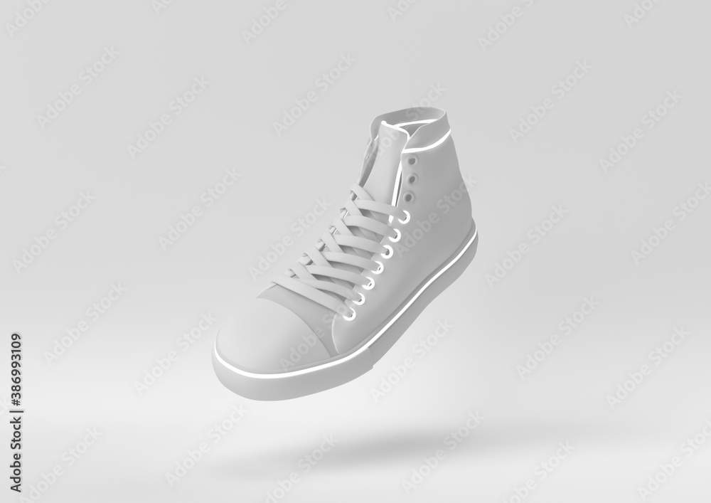 Creative minimal paper idea. Concept white shoe with white background ...