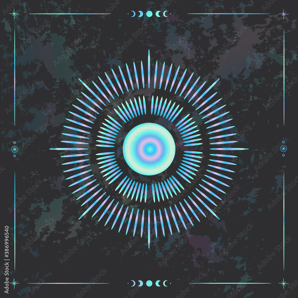 Vector illustration set of moon phases. New style, holographic ...