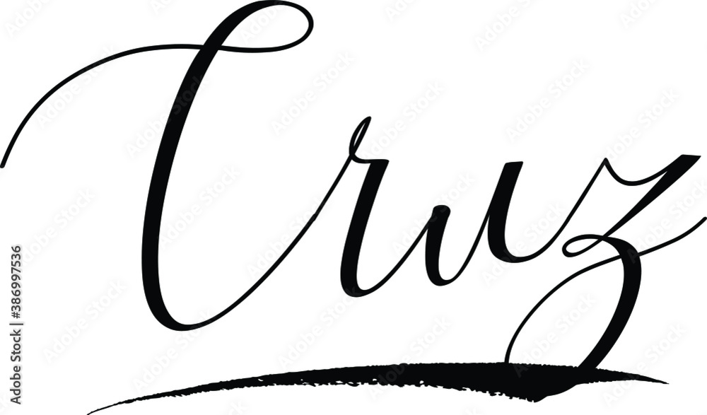 Cruz -Male Name Cursive Calligraphy on White Background Stock Vector ...