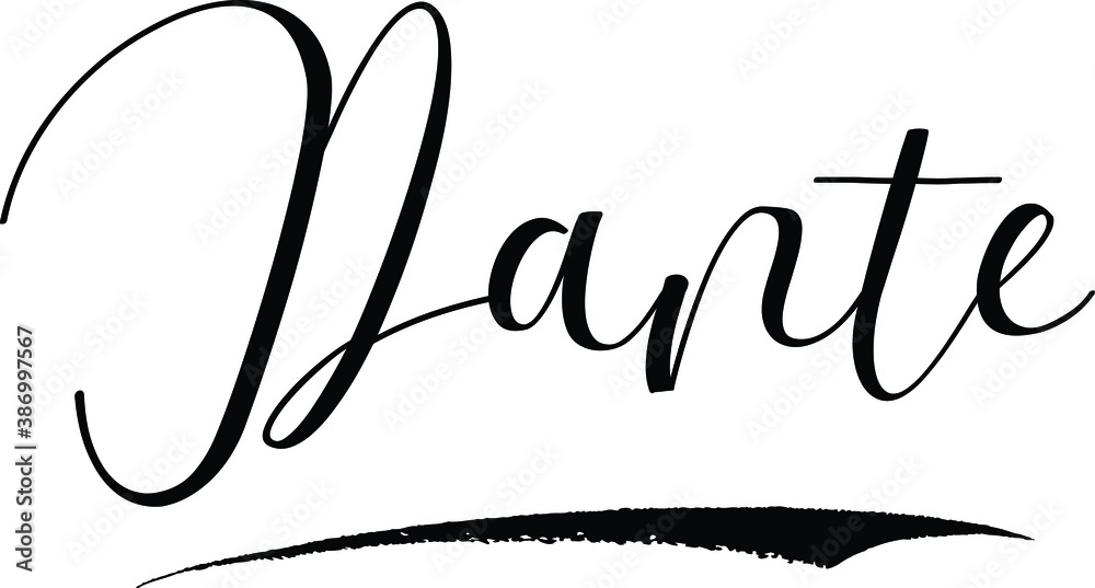 Dante -Male Name Cursive Calligraphy on White Background Stock Vector ...
