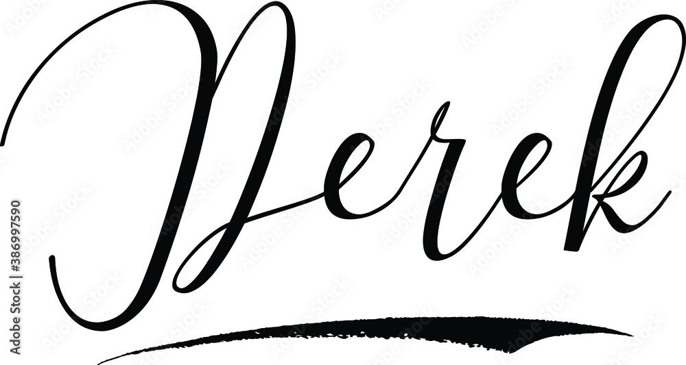 Derek -Male Name Cursive Calligraphy on White Background Stock Vector ...