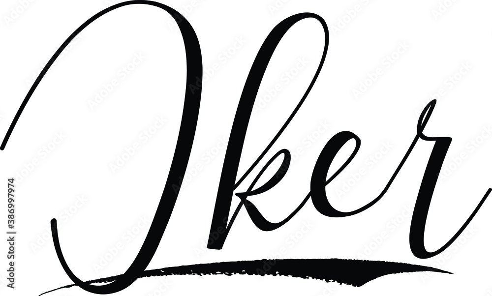 Iker -Male Name Cursive Calligraphy on White Background vector de Stock ...