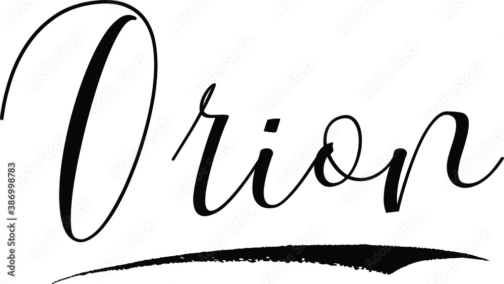 Orion -Male Name Cursive Calligraphy on White Background vector de ...