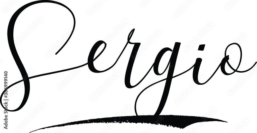 Sergio -Male Name Cursive Calligraphy on White Background Stock Vector ...