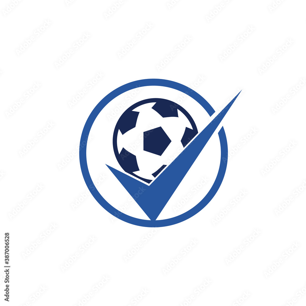 Check soccer vector logo design. Soccer ball and tick icon logo. Stock ...