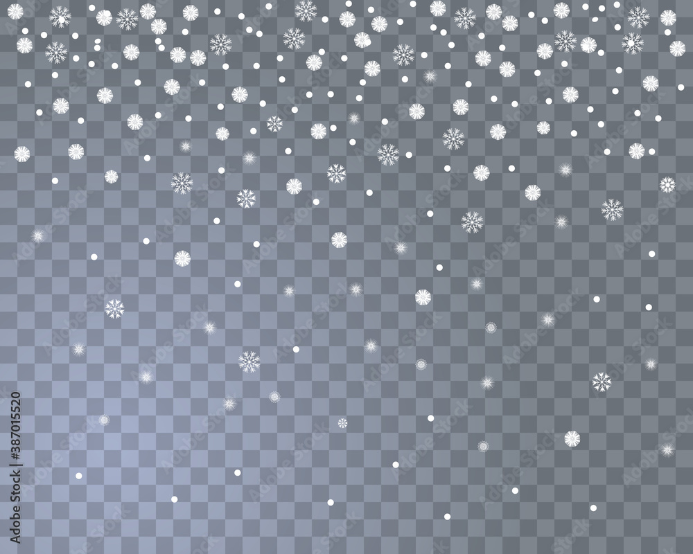 Falling snow on a transparent background. Abstract snow background for ...