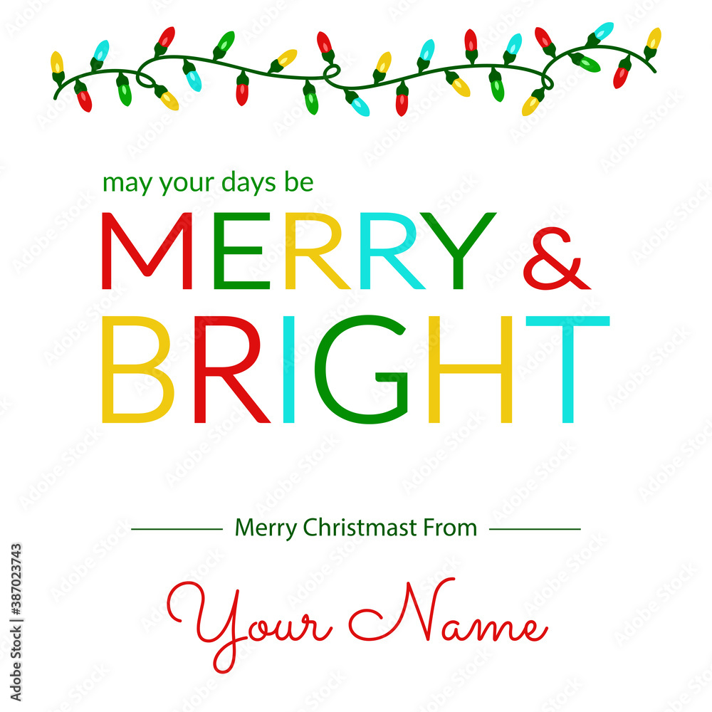 May your days be marry and bright Christmas card design, editable ...