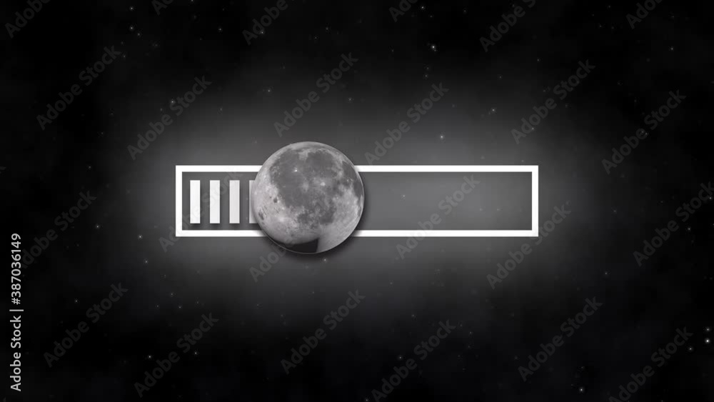 Video Stock 3d Full moon moving along the loading bar with a black ...