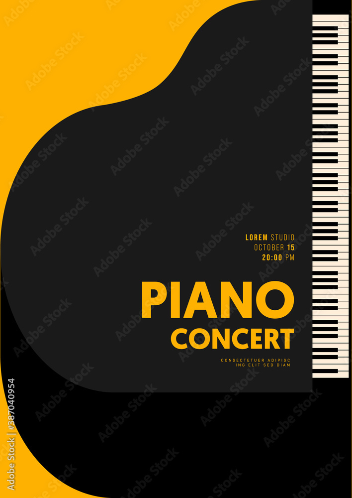 Music piano concert poster design template background vintage retro ...