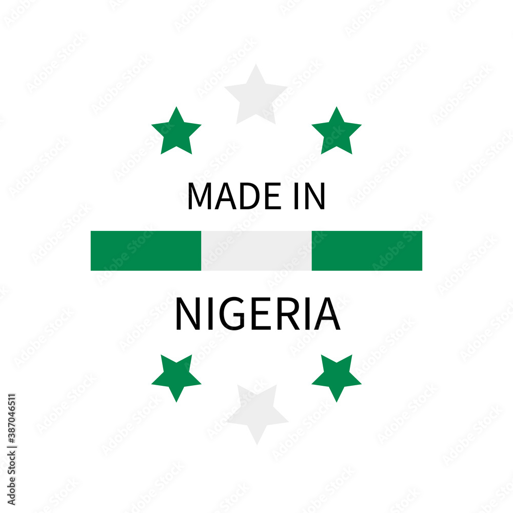 Made in Nigeria label. Quality mark vector icon isolated on white ...