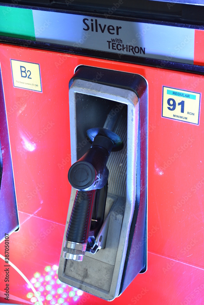 Caltex fuel gas pump silver at Philauto show in Pasay, Philippines ...
