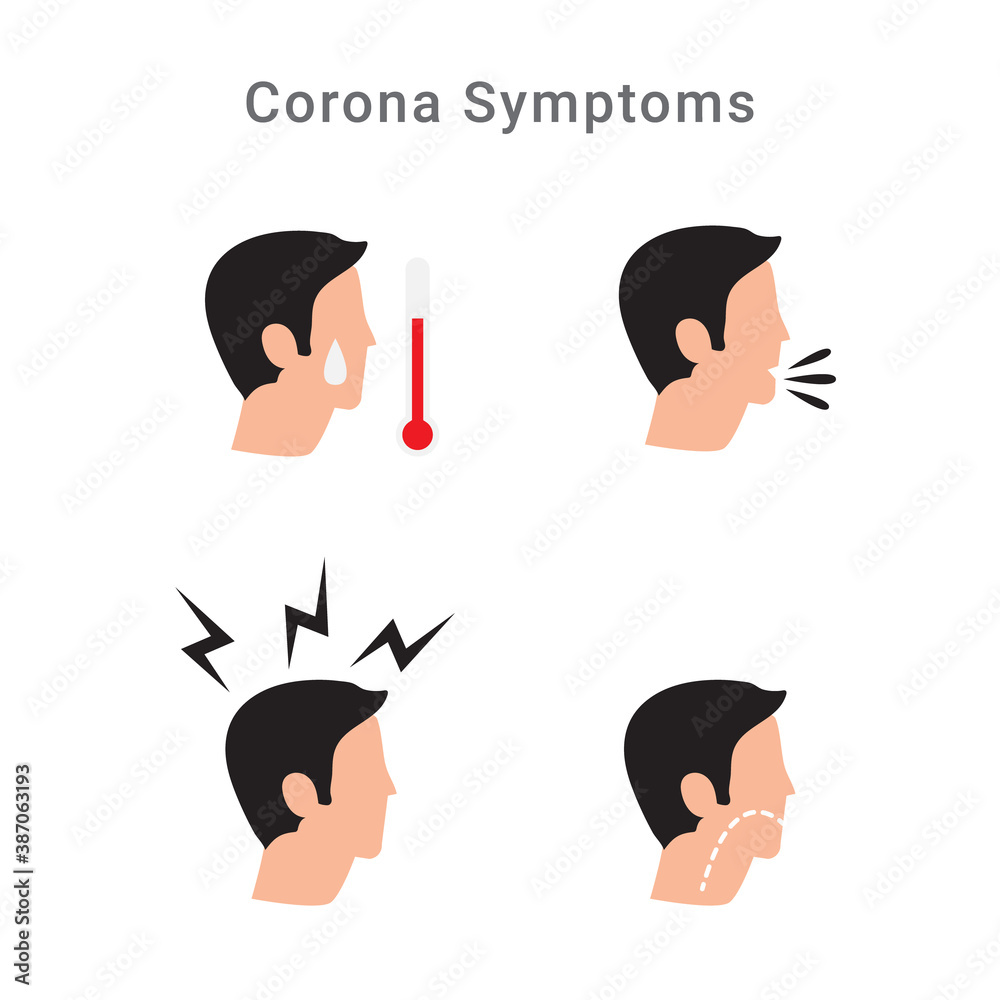 Symptoms of the Coronavirus COVID-19. Simple set of illustration icons ...