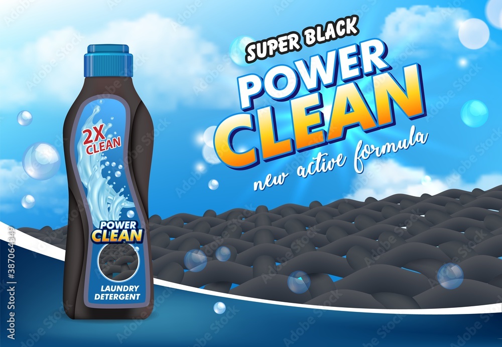 Liquid laundry detergent advertising poster template. Vector 3d ...