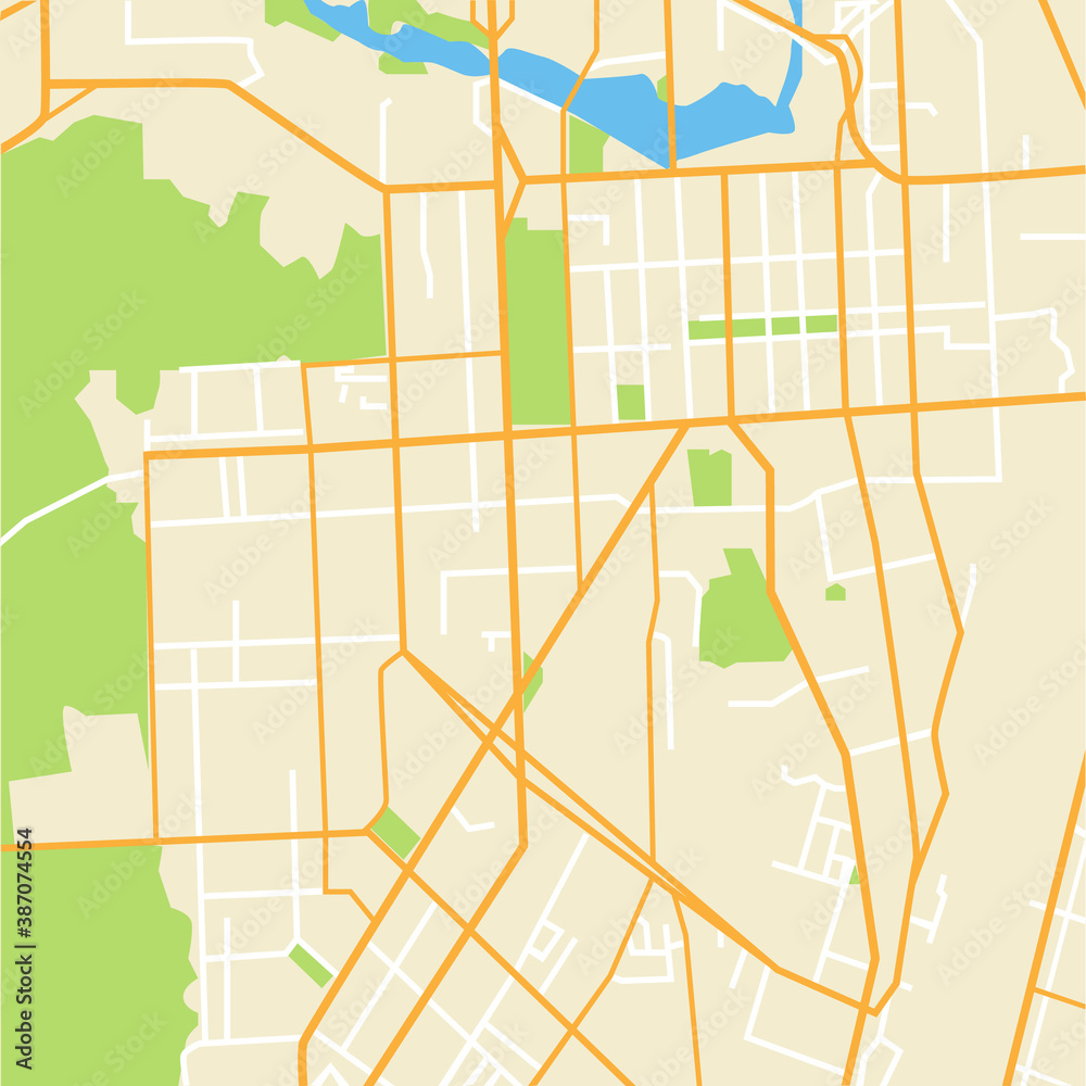 Topographic map of the city, top view. Fragment of a city map with ...