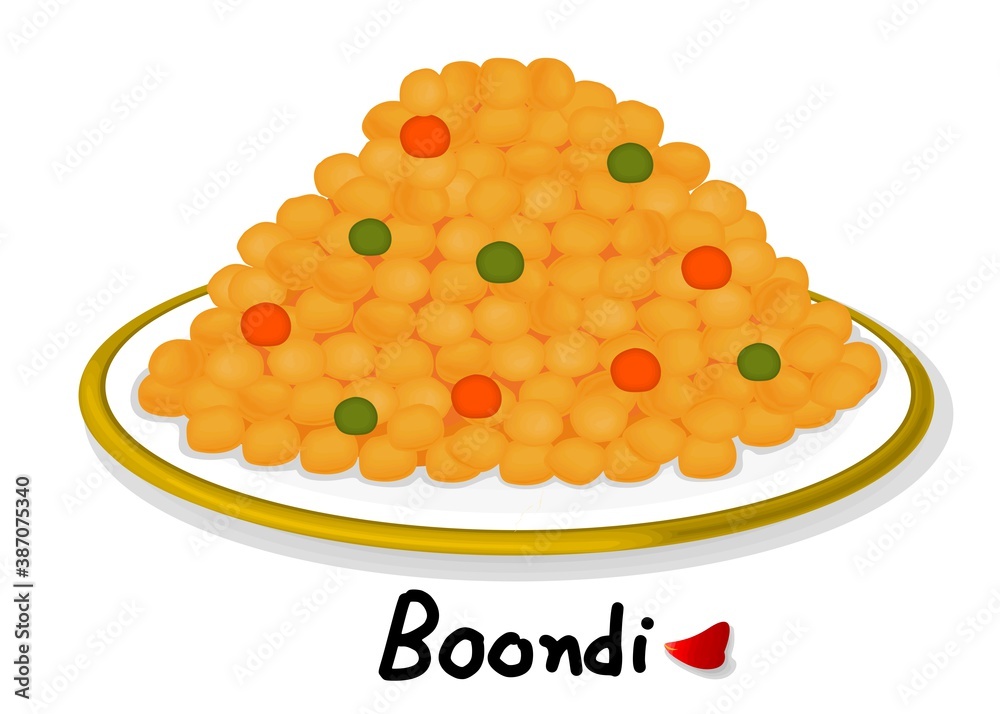 Boondi indian Sweet Dish Food Vector Stock Vector | Adobe Stock