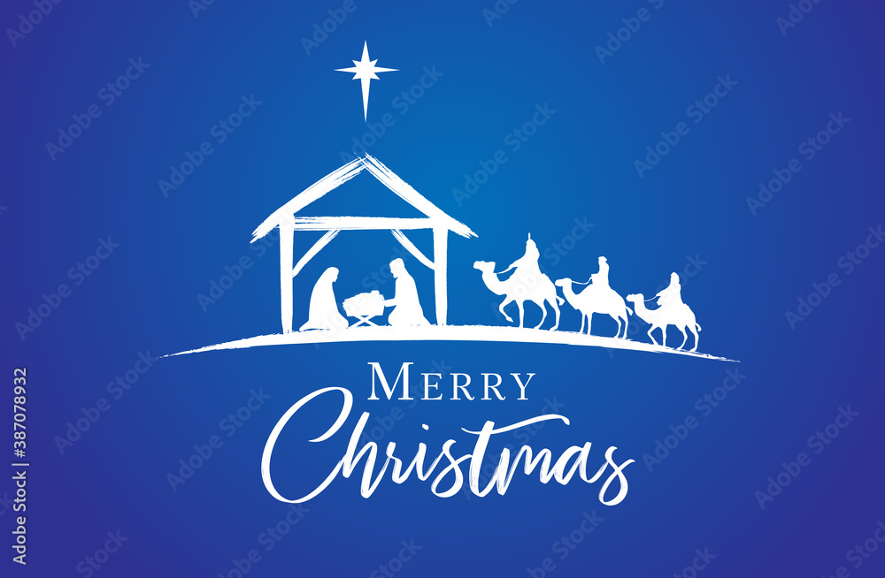Birth of Christ, baby Jesus reaching the Magi, three wise kings bear ...