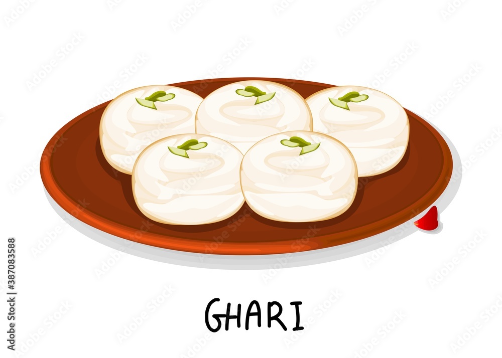 Ghari indian Sweet Dish Food Vector Stock Vector | Adobe Stock