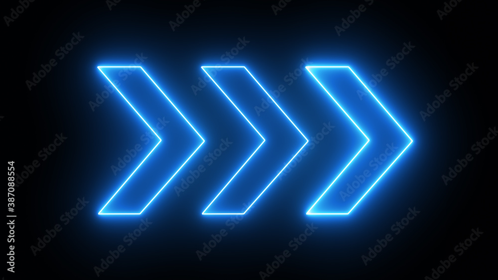 Blue neon arrows on a black background Stock Illustration | Adobe Stock