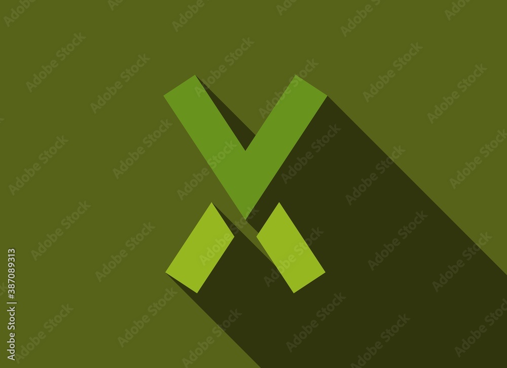 X Letter with long shadow, green colors cutting style. For logo, brand ...