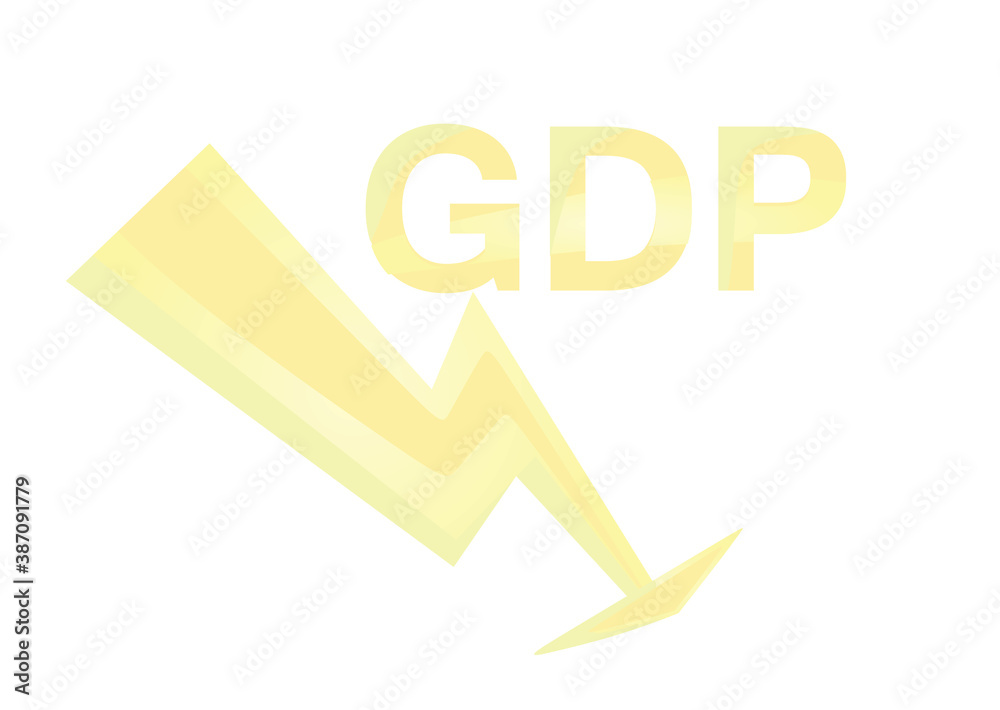 GDP arrow declining. vector illustration Stock Vector | Adobe Stock