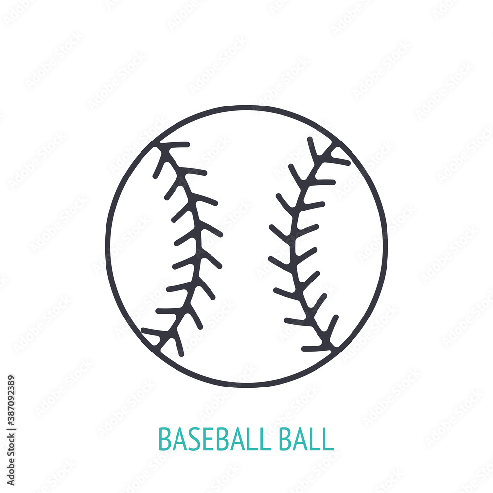 Baseball ball outline icon. Vector illustration. Sports equipment ...