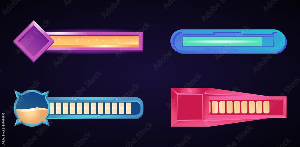 Game ui health progress bar for 2d games vector illustration Stock ...