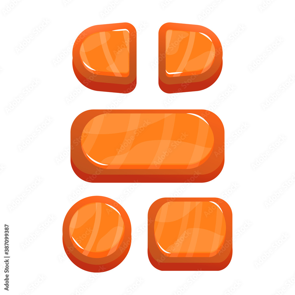 Set of funny gui jelly button for game ui asset elements vector ...