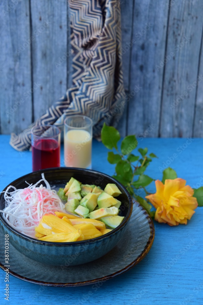 Es Teler, Indonesian fruit cocktail made from avocado, coconut meat and ...