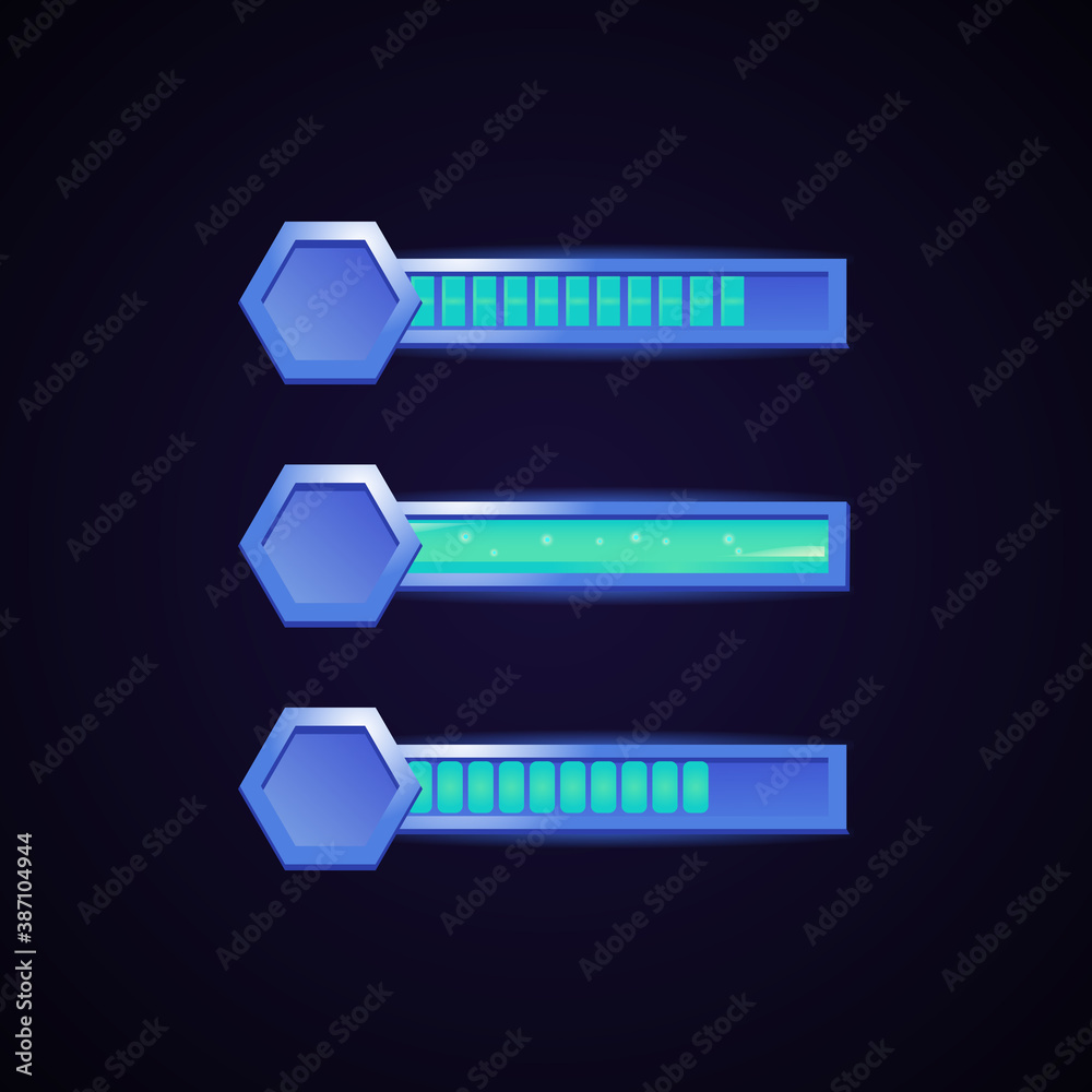 Game ui elements. Fantasy game bar, health bar and etc. Suitable for 2d ...