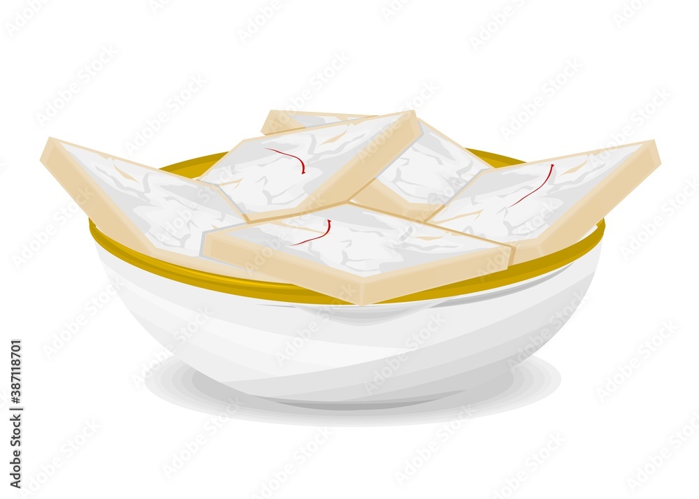 Kaju Katli Indian Sweets or Mithai Food Vector Stock Vector | Adobe Stock