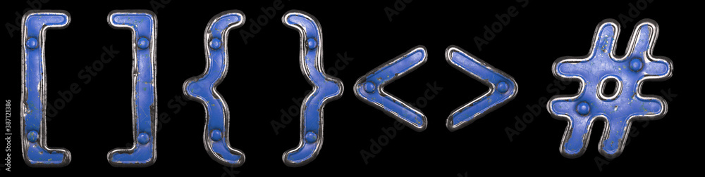 Set of symbols left and right squere bracket, left and right brace ...