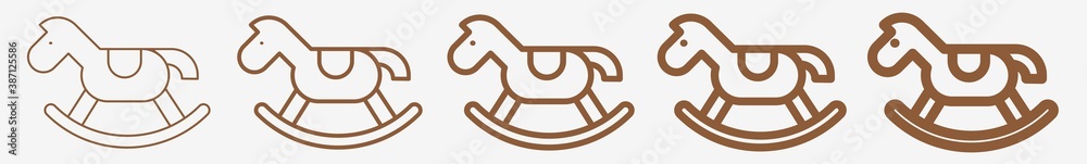 Rocking Horse Icon Set Brown | Rocking Horse Vector Illustration Set ...