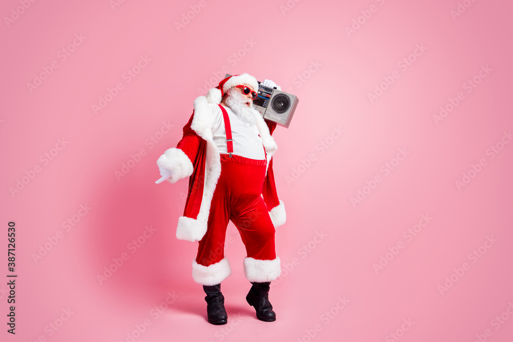 Full size photo cool funky x-mas christmas discotheque lover beard fat ...
