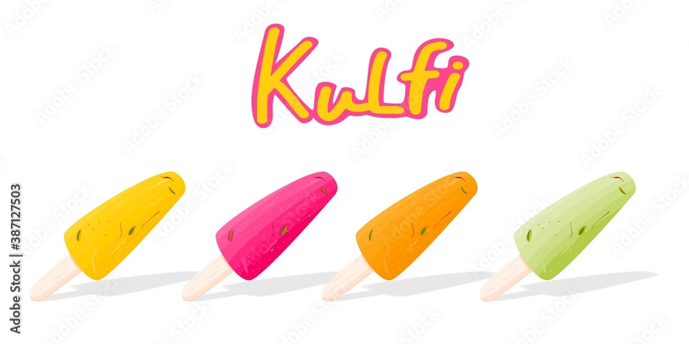 kulfi Indian Sweets or Mithai Food Vector Stock Vector | Adobe Stock